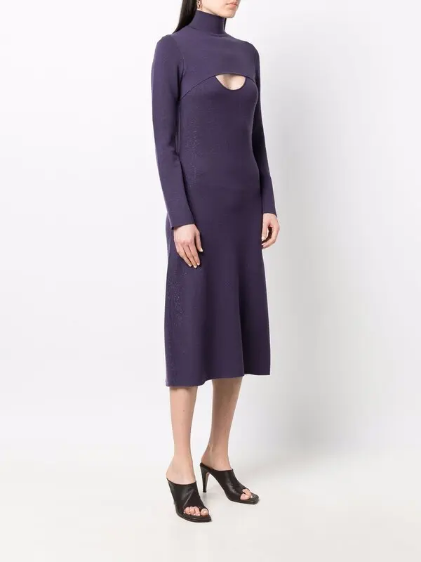 FERRAGAMO Lamé Wool Midi Dress
