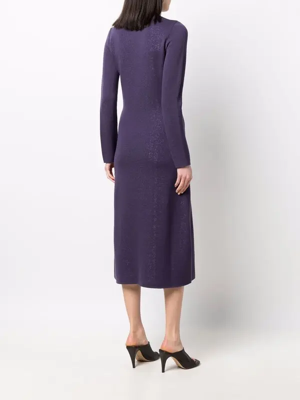 FERRAGAMO Lamé Wool Midi Dress