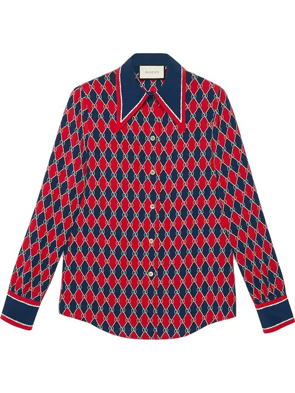 Gucci Rhombus Print Silk Shirt