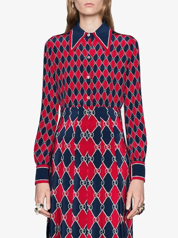 Gucci Rhombus Print Silk Shirt
