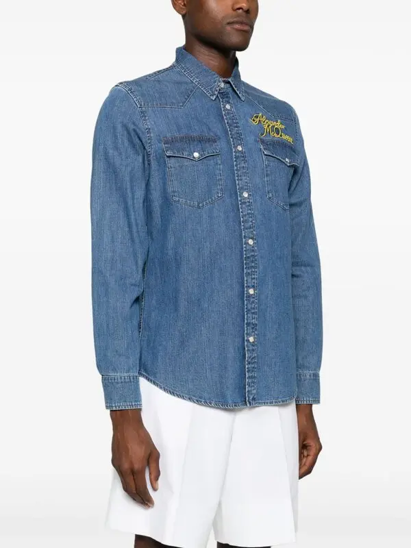 Alexander McQueen Logo-embroidered Denim Shirt
