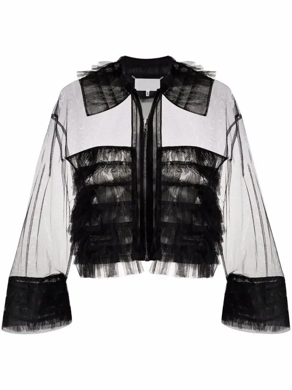 MAISON MARGIELA Sheer Tulle Bomber Jacket - Black