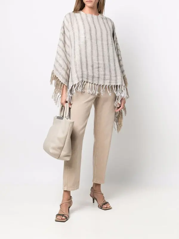 Brunello Cucinelli Striped Tassel-trim Poncho