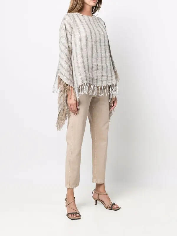 Brunello Cucinelli Striped Tassel-trim Poncho