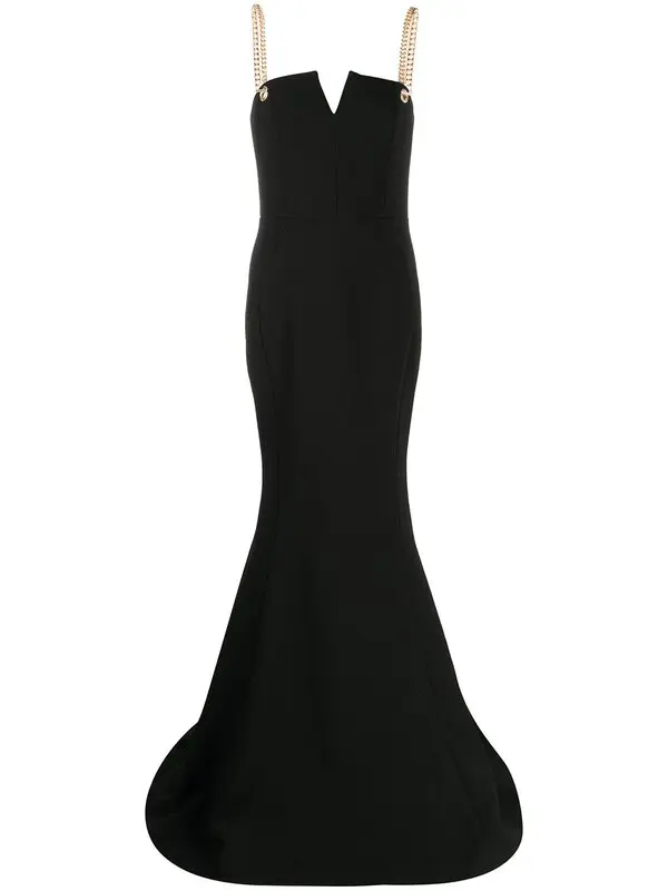 Rebecca Vallance Iman Chain-Detail Gown - Black | Editorialist