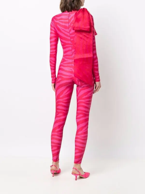 ATU BODY COUTURE Tiger-print Catsuit With Organza Bow - Pink