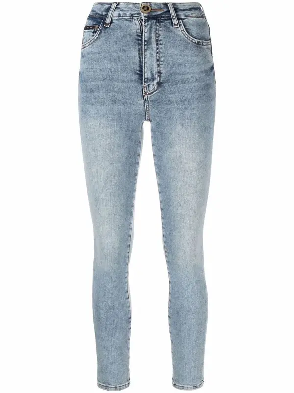 Philipp Plein Skinny Jeans With Skull Embroidery - Blue