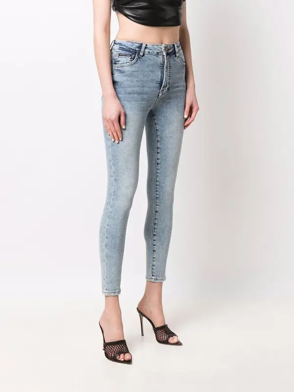 Philipp Plein Skinny Jeans With Skull Embroidery - Blue