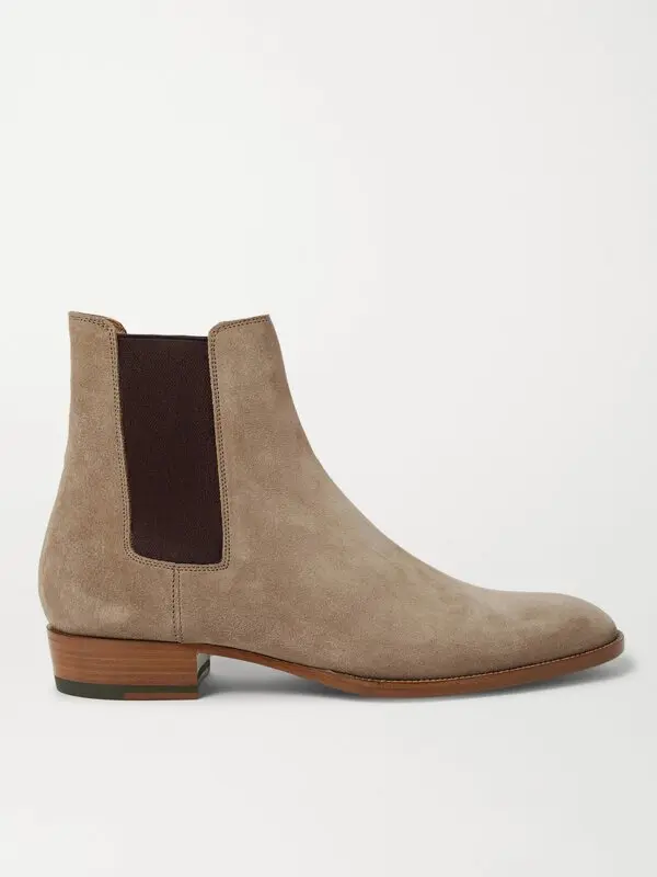 Saint Laurent Wyatt 30 Suede Chelsea Boots - Brown