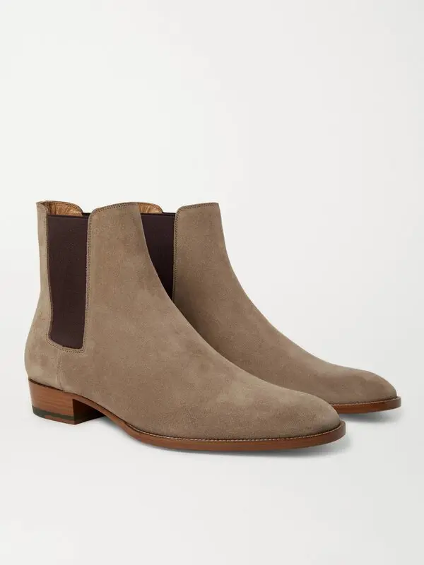 Saint Laurent Wyatt 30 Suede Chelsea Boots - Brown