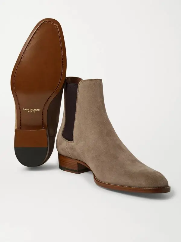 Saint Laurent Wyatt 30 Suede Chelsea Boots - Brown