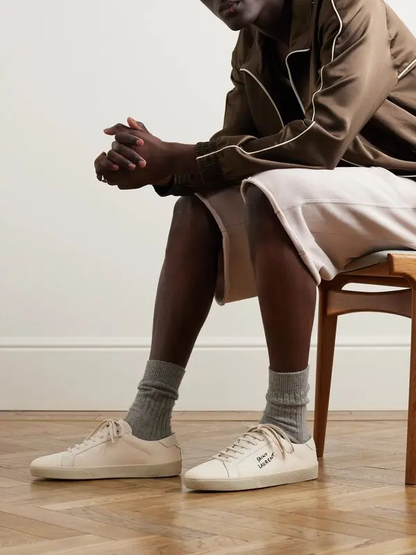 Saint Laurent Sl/06 Court Classic Distressed Canvas Sneakers  display picture 3