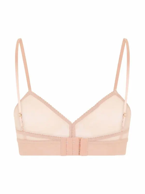 Dolce & Gabbana Dg-logo Tulle Triangle Bra - Neutrals