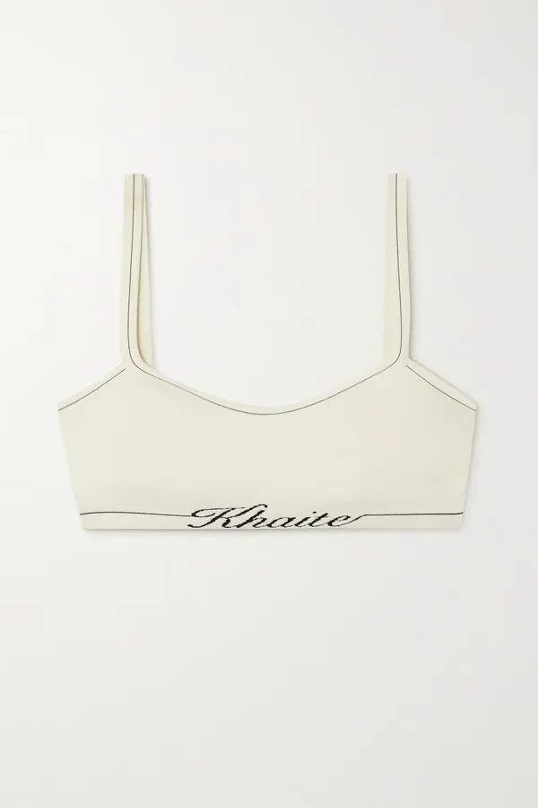 Khaite Carmelo Intarsia Ribbed-knit Bralette - Ivory
