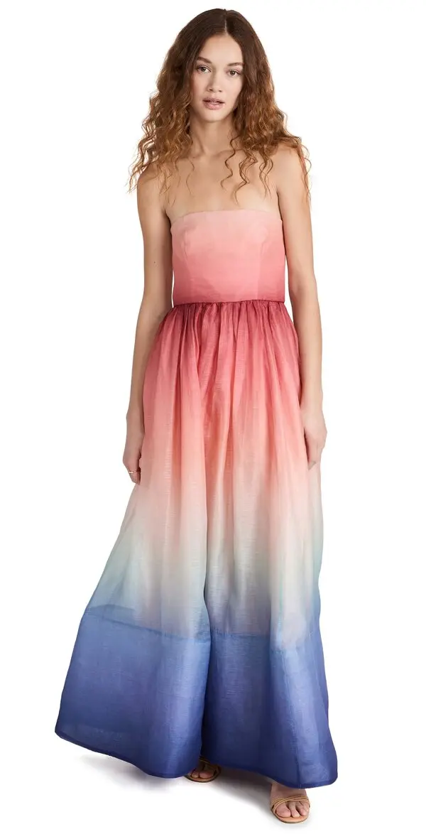 Zimmermann Postcard Strapless Midi Dress