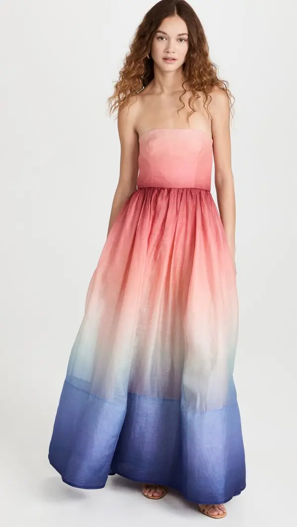 Zimmermann Postcard Strapless Midi Dress