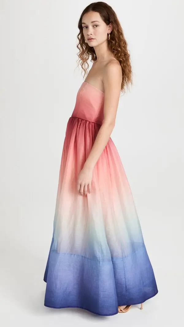 Zimmermann Postcard Strapless Midi Dress
