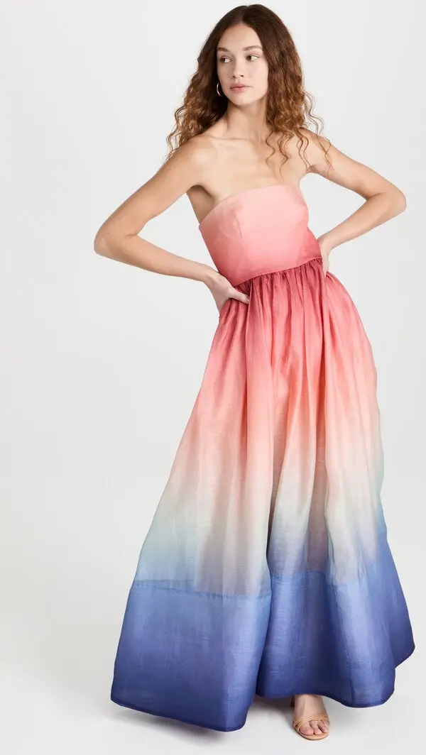 Zimmermann Postcard Strapless Midi Dress