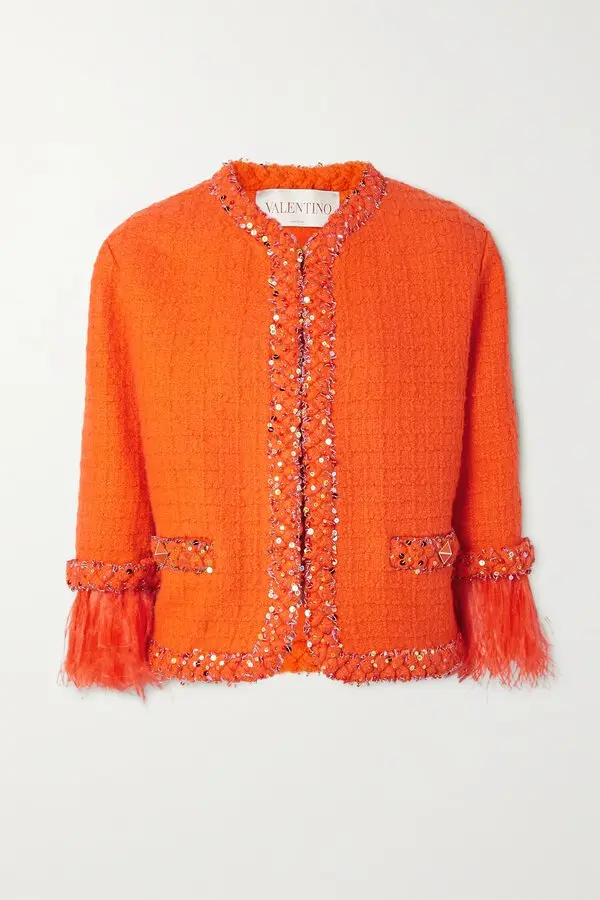 Valentino Garavani Embellished Wool-blend Tweed Jacket