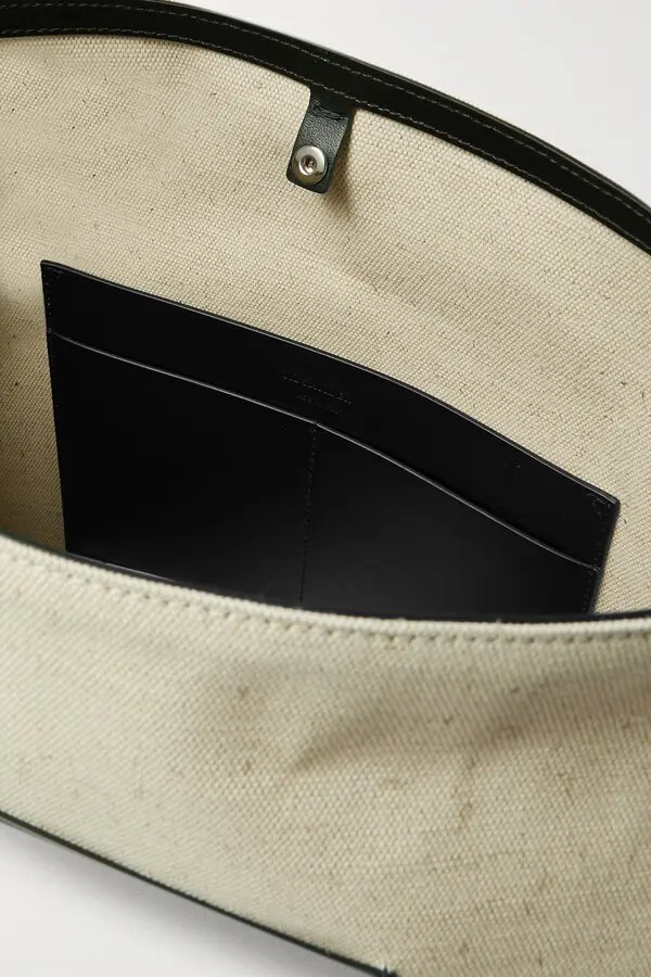 バッグ Jil Sander canvas leather shoulder bag Jil Sander Medium Leather-Trimmed Canvas Shoulder Bag
