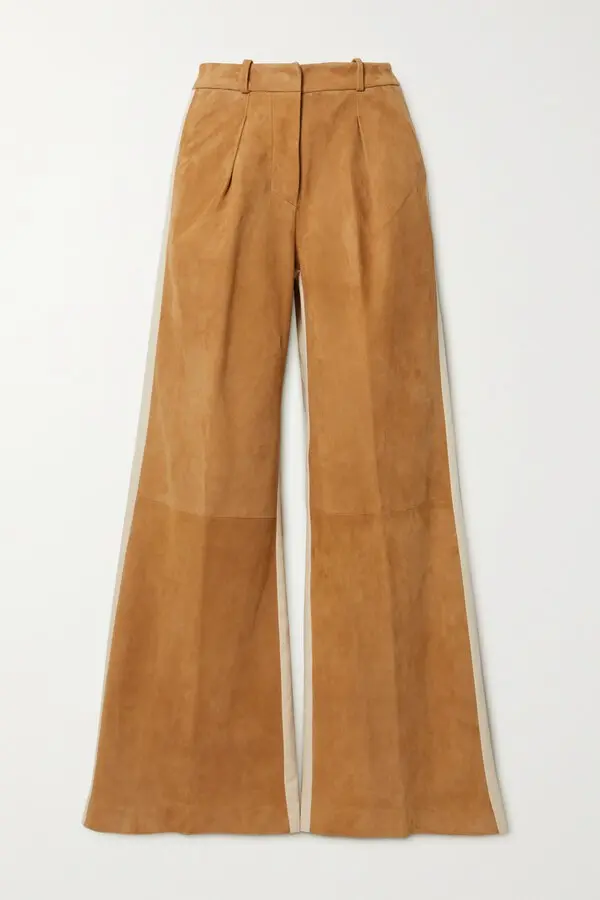 HALFBOY Paneled Suede Wide-leg Pants