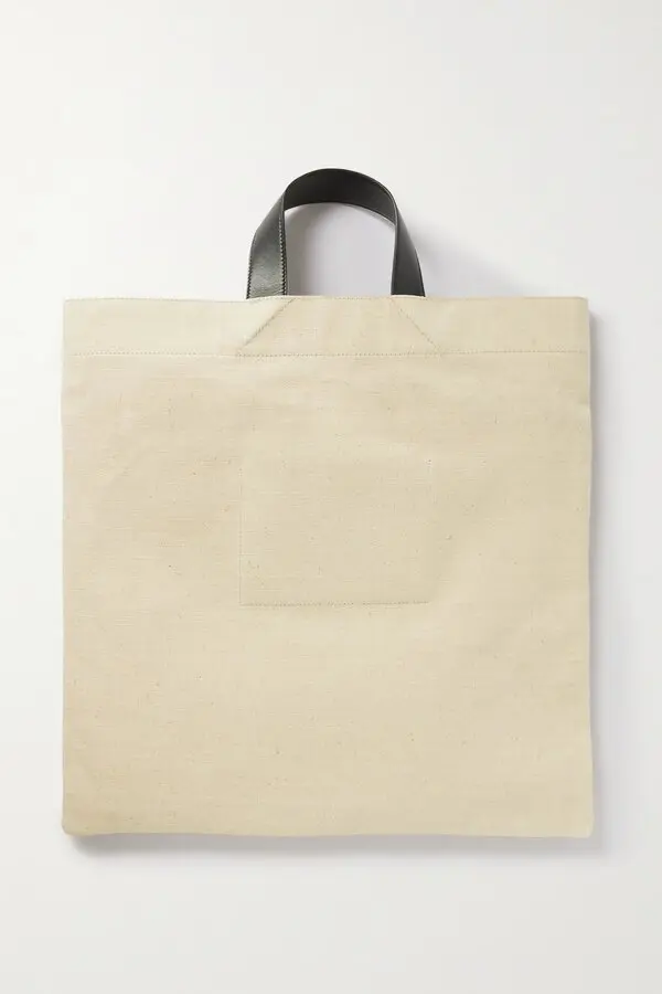 JIL SANDER Leather-trimmed Canvas Tote