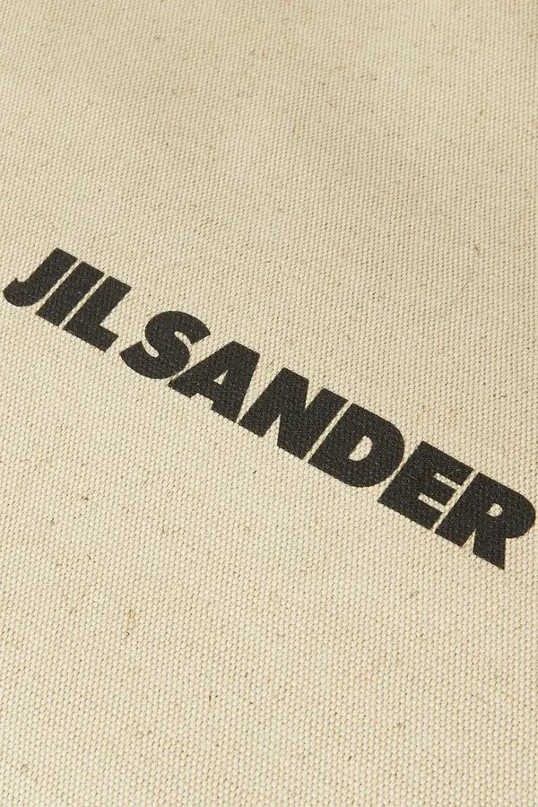 JIL SANDER Leather-trimmed Canvas Tote