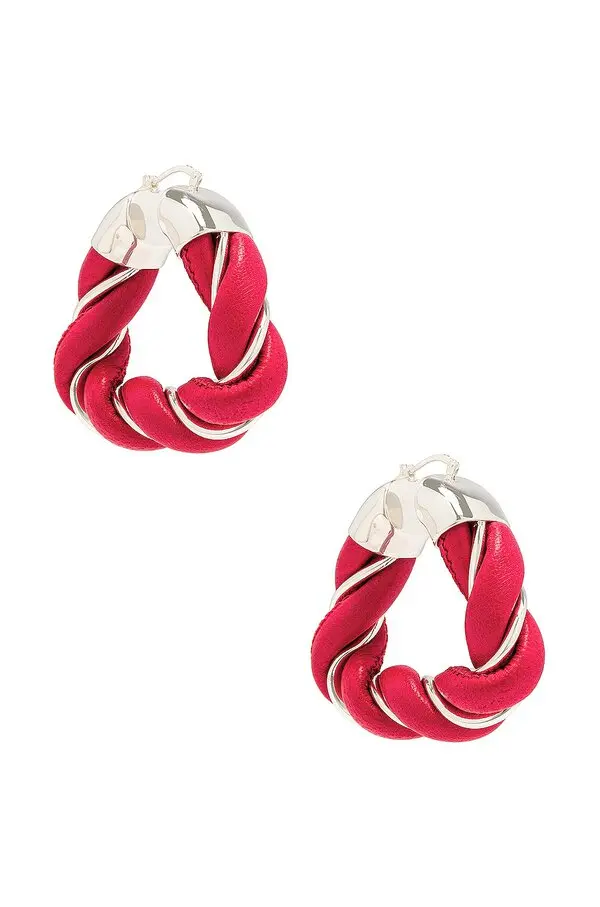 Bottega Veneta Twist Hoop Earrings - Scarlet Washed