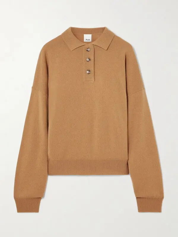 ALLUDE Wool And Cashmere-blend Polo Sweater - Brown
