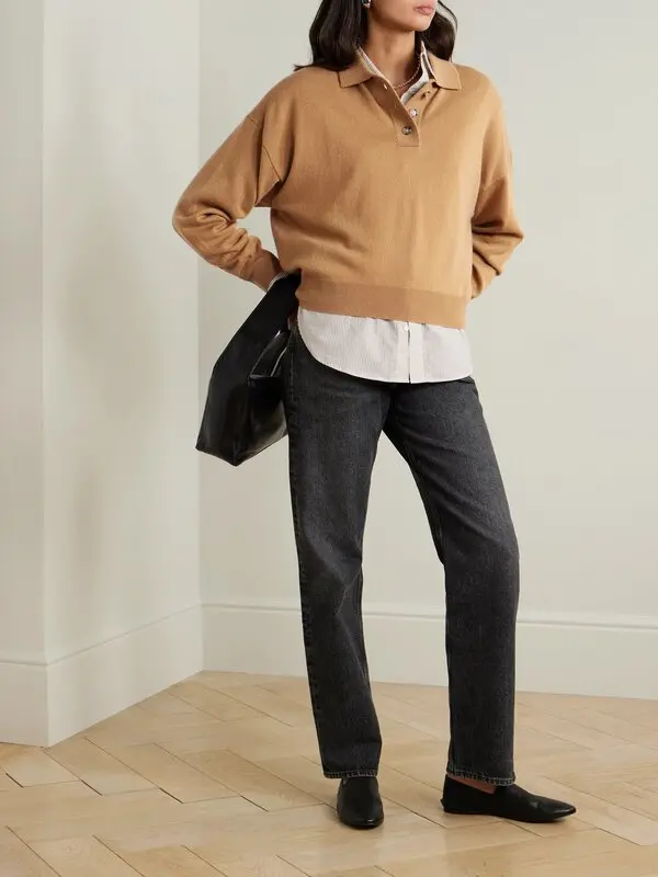 ALLUDE Wool And Cashmere-blend Polo Sweater - Brown