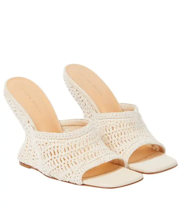 Magda Butrym Crochet Wedge Sandals - White