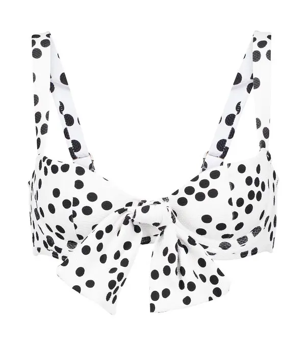 ALEXANDRA MIRO Clara Polka-dot Bikini Top - White