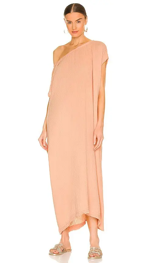 9seed Moonstone Off The Shoulder Caftan In Tan