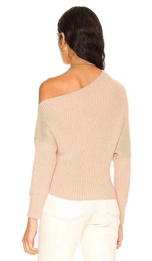 Line & Dot Blair Off Shoulder Sweater In Beige