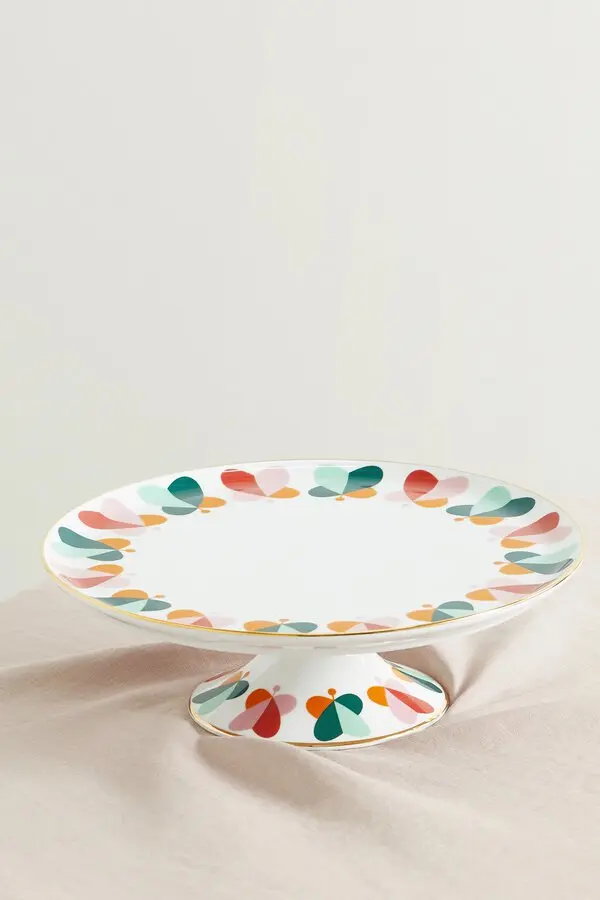 La DoubleJ Gold-plated Porcelain Cake Stand - White