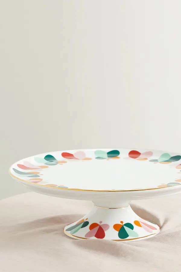 La DoubleJ Gold-plated Porcelain Cake Stand - White