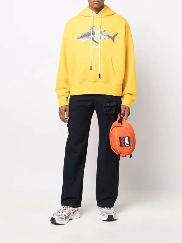 Palm Angels Embroidered Shark Motif Hoodie - Yellow