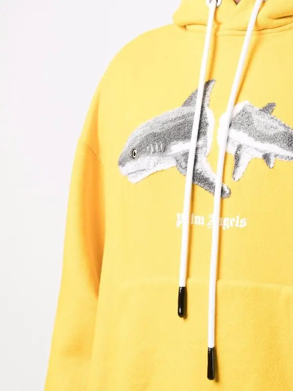Palm Angels Embroidered Shark Motif Hoodie - Yellow
