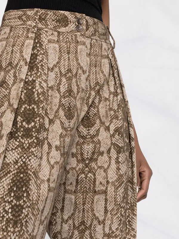 Alberta Ferretti Snakeskin Print Tapered Trousers