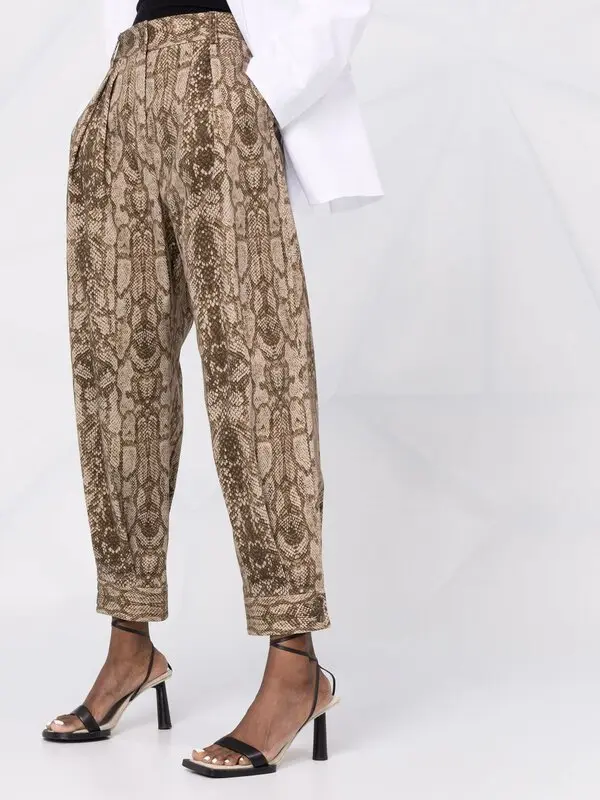 Alberta Ferretti Snakeskin Print Tapered Trousers