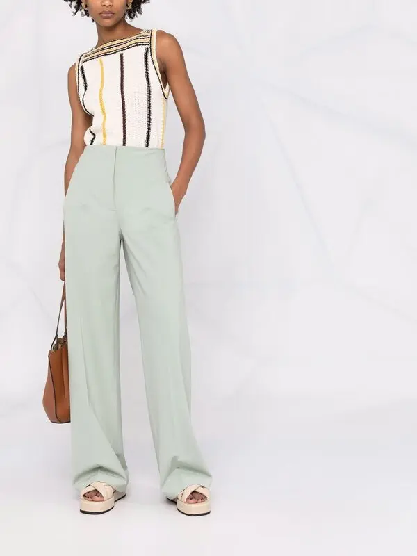 Alberta Ferretti High-waisted Wide-leg Trousers - Green