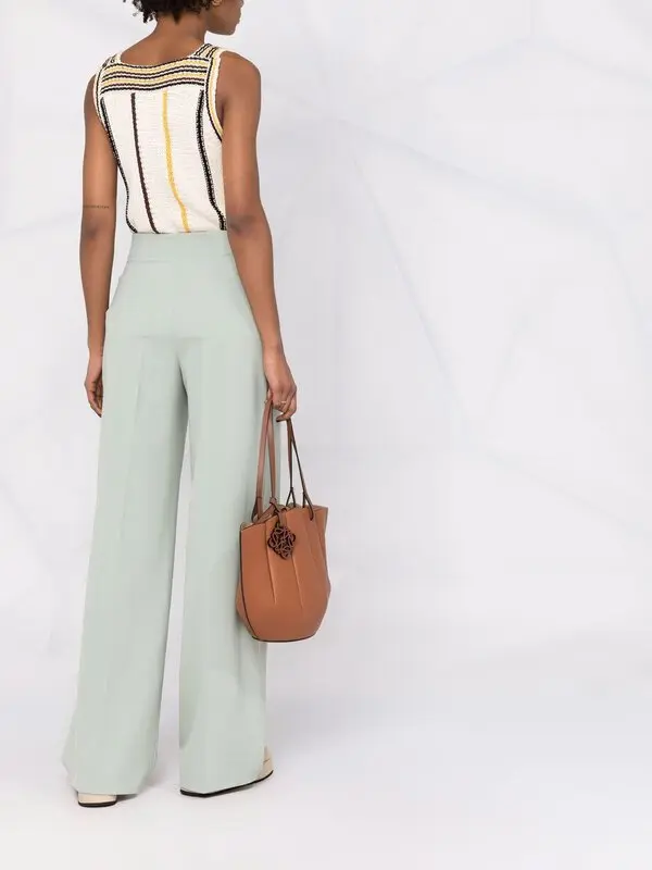 Alberta Ferretti High-waisted Wide-leg Trousers - Green