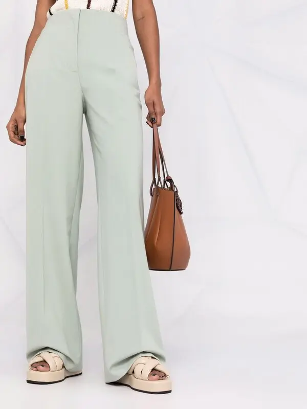 Alberta Ferretti High-waisted Wide-leg Trousers - Green