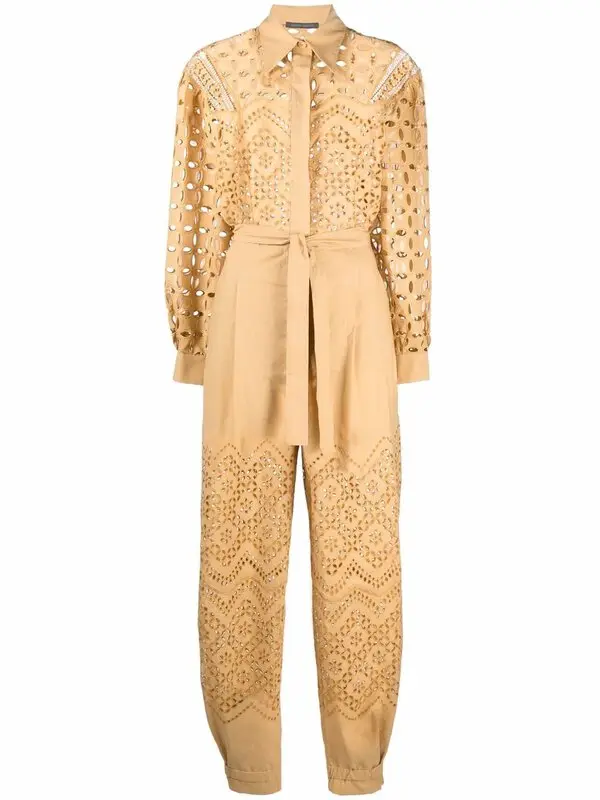 Alberta Ferretti Broderie Anglaise Jumpsuit - Yellow