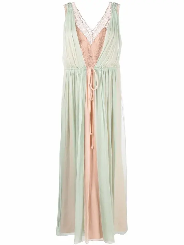 Alberta Ferretti Silk-chiffon Panelled Midi Dress - 1374 - Verde