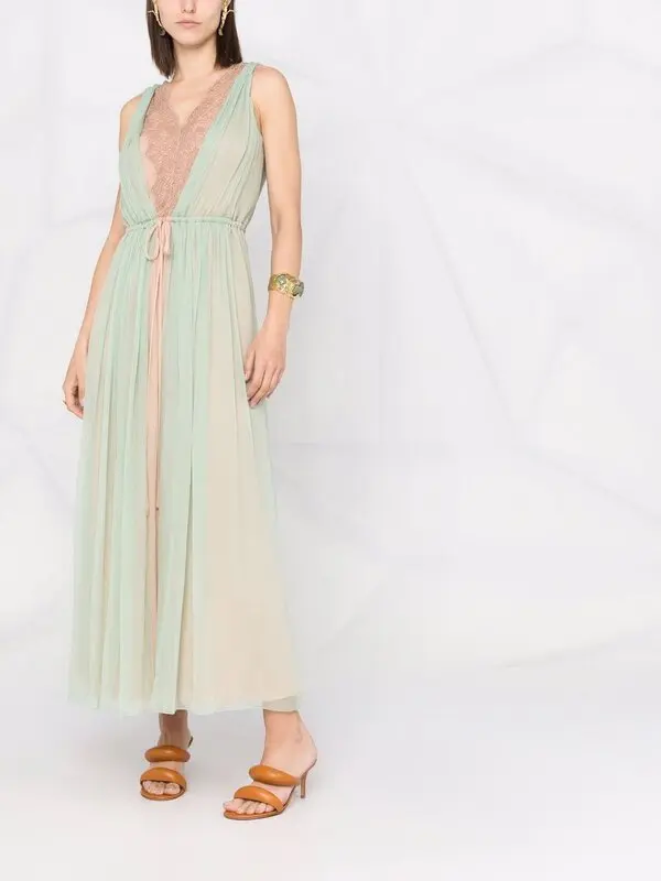 Alberta Ferretti Silk-chiffon Panelled Midi Dress