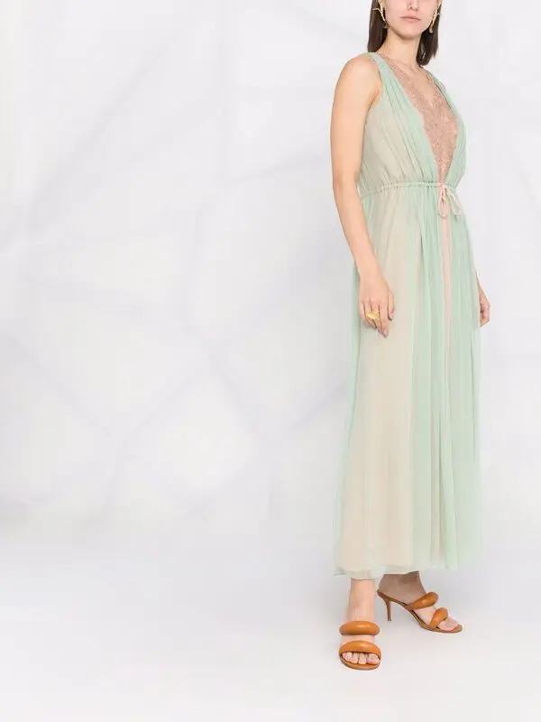 Alberta Ferretti Silk-chiffon Panelled Midi Dress