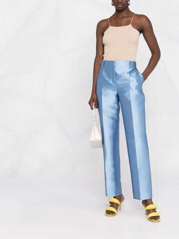 Alberta Ferretti Satin Finish Straight-leg Trousers