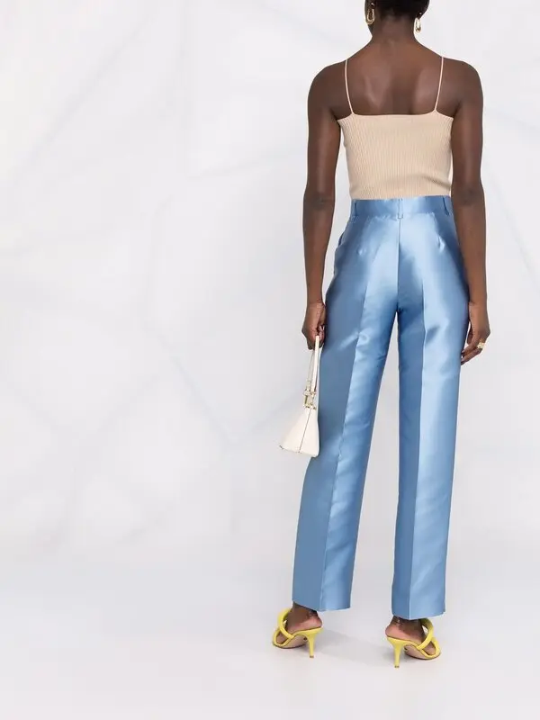 Alberta Ferretti Satin Finish Straight-leg Trousers