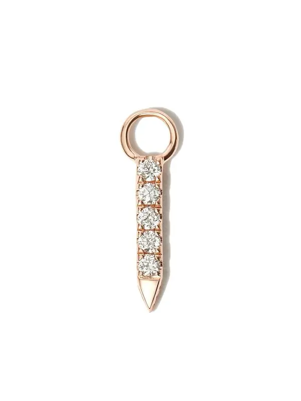MARIA TASH 18kt Rose Gold Diamond Bar Charm - Pink
